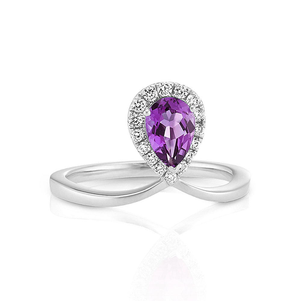 Pear-Shaped Amethyst and Diamond Ring | Shane Co.