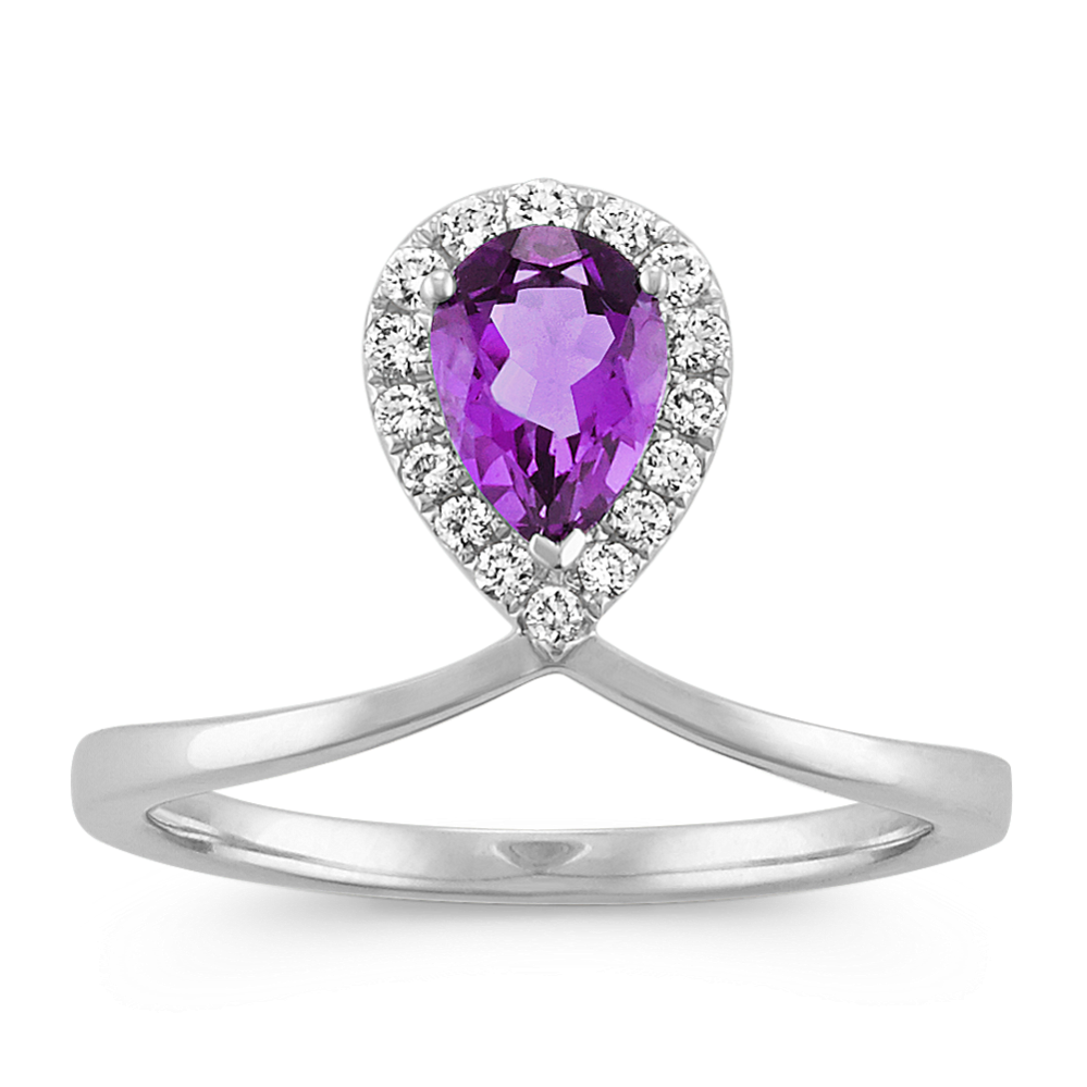 Pear-Shaped Amethyst and Diamond Ring | Shane Co.