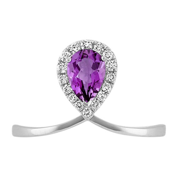 Pear-Shaped Amethyst and Diamond Ring | Shane Co.
