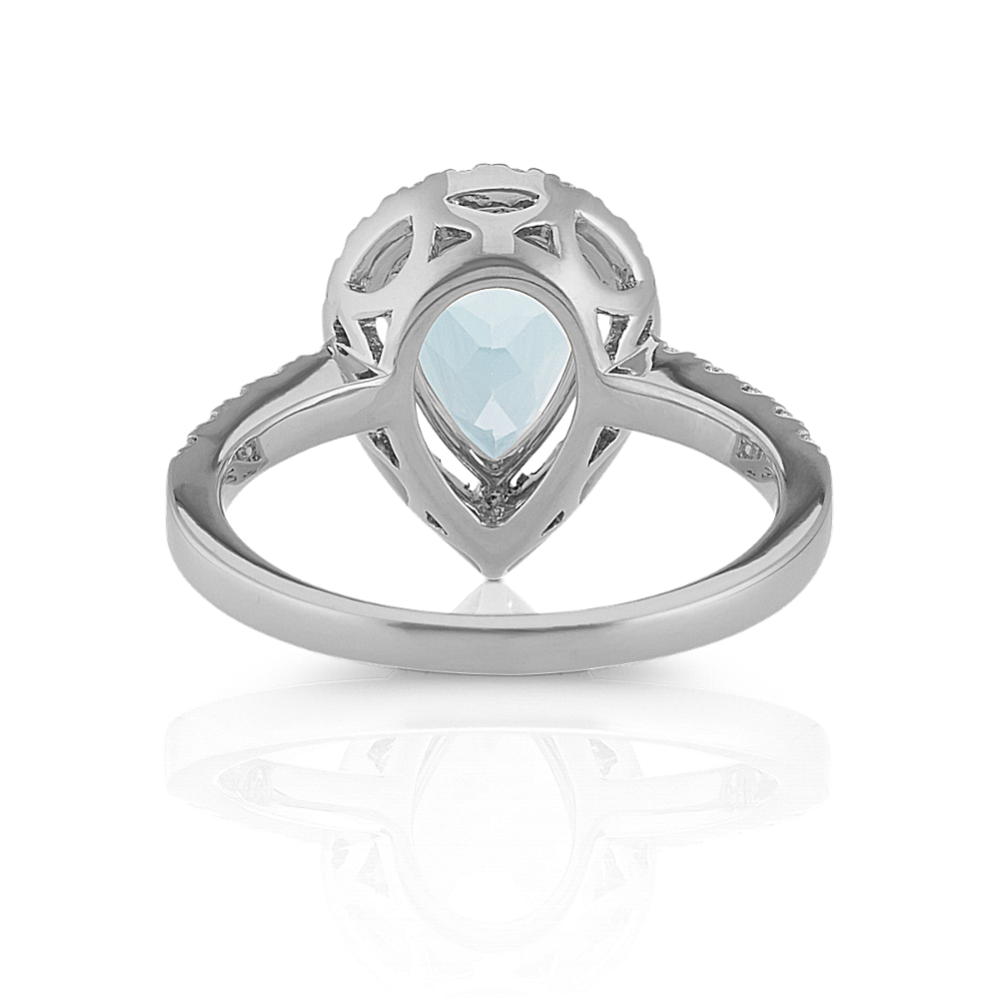 Locklyn Aquamarine & Diamond Halo Ring | Shane Co.