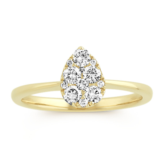 Pear-Shaped Cluster Diamond Ring in 14k White Gold | Shane Co.