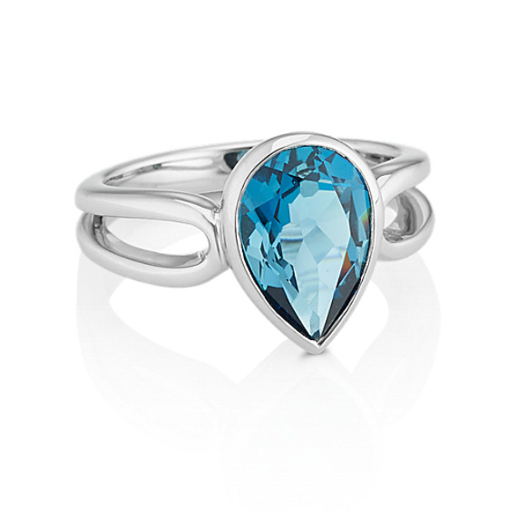 Pear-Shaped London Blue Topaz Ring | Shane Co.
