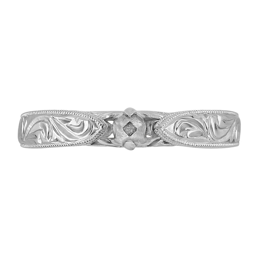 Platinum Hand Engraved Cathedral Engagement Ring | Shane Co.