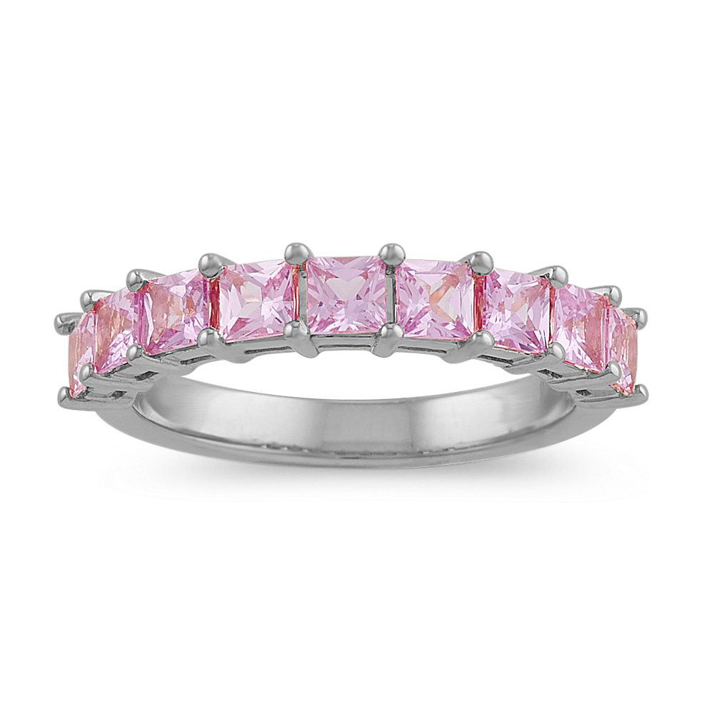 Princess-Cut Pink Sapphire Ring in 14k White Gold | Shane Co. Princess-Cut Pink Sapphire Ring in 14k White Gold | Shane Co.