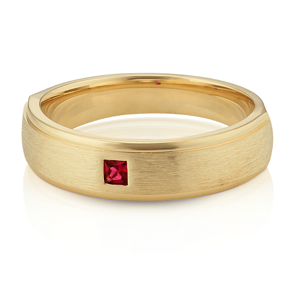 Princess Cut Ruby Ring with Satin Finish (6mm) | Shane Co.