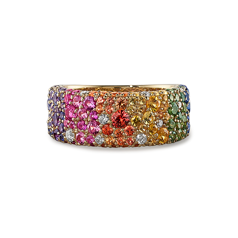 Mosaic Rainbow Sapphire & Diamond Ring (5.7mm) | Shane Co.