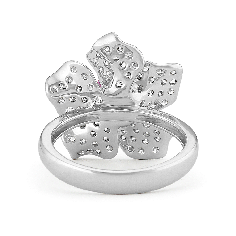 Raspberry Sapphire and Diamond Flower Ring | Shane Co.