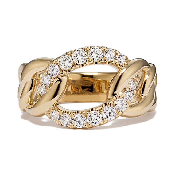 Diamond Link Ring in 14K Yellow Gold | Shane Co.