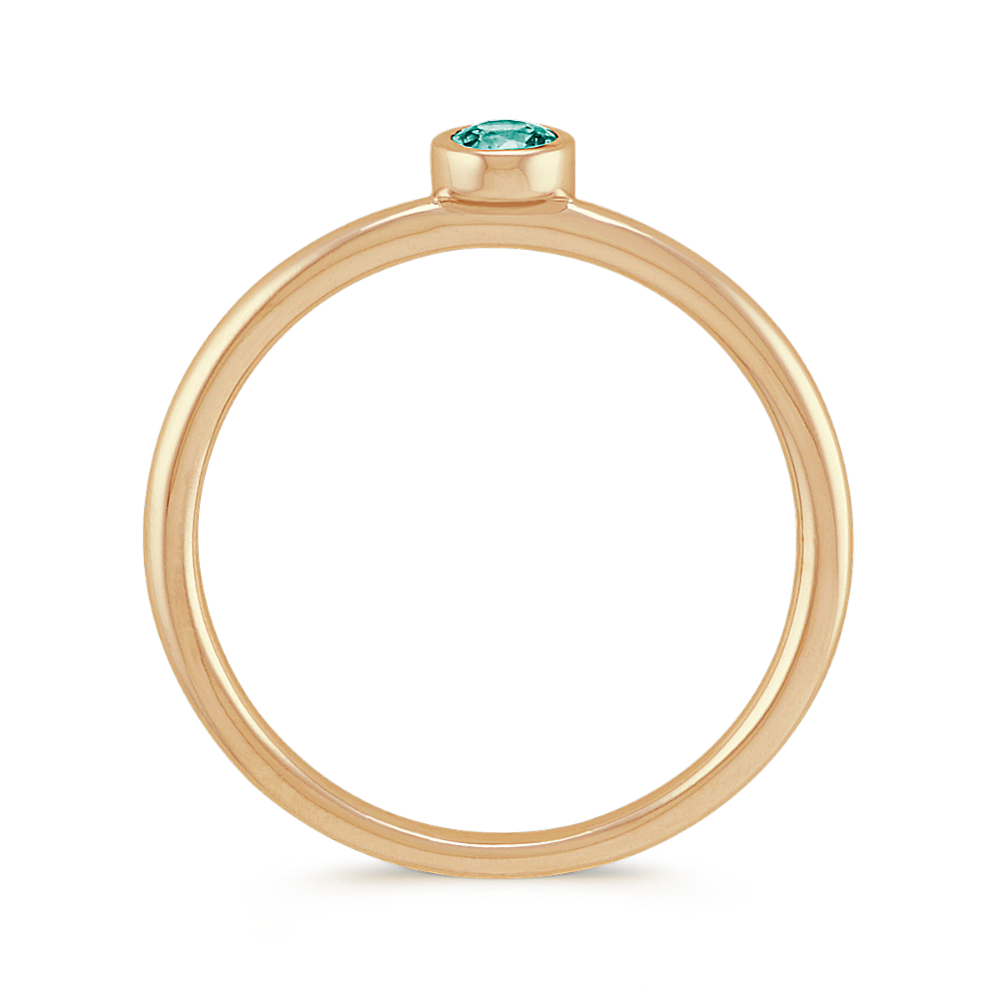 Round Blue Green Sapphire Stackable Ring in 14k Yellow Gold | Shane Co.
