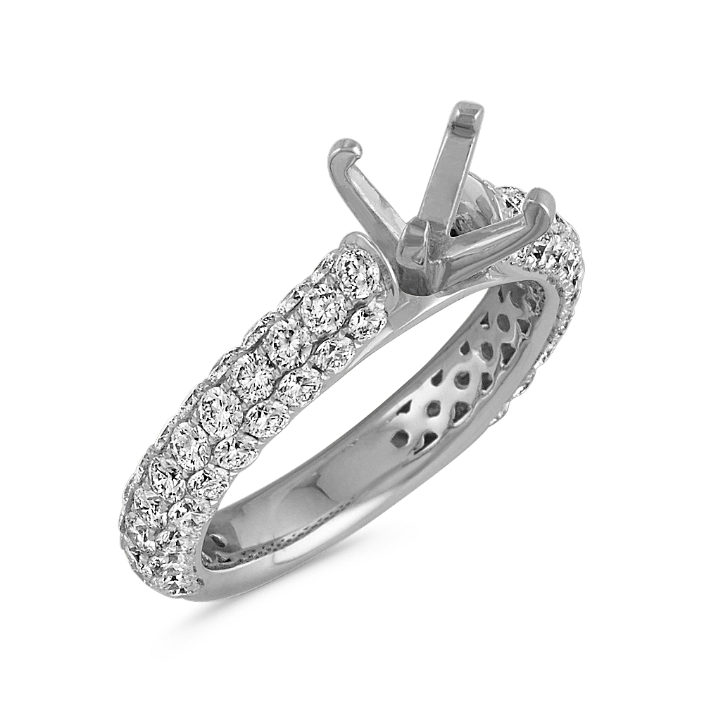 Round Diamond Cathedral Engagement Ring with Pave Setting | Shane Co.