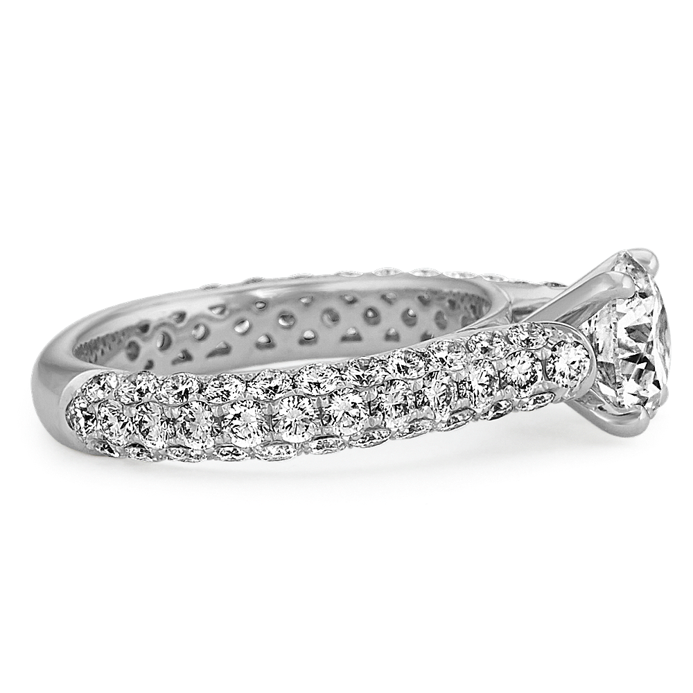 Round Diamond Cathedral Engagement Ring with Pave Setting | Shane Co.
