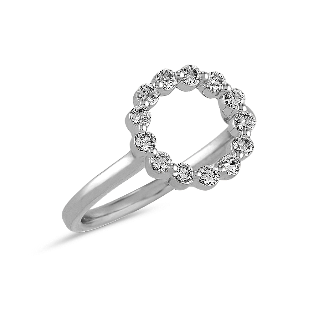 Round Diamond Circle Ring in 14k White Gold | Shane Co.