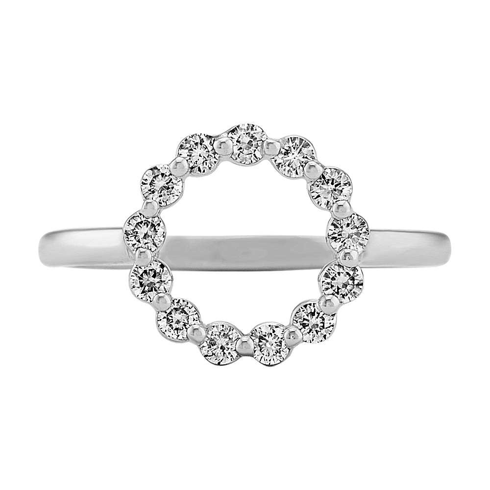 Round Diamond Circle Ring in 14k White Gold | Shane Co.