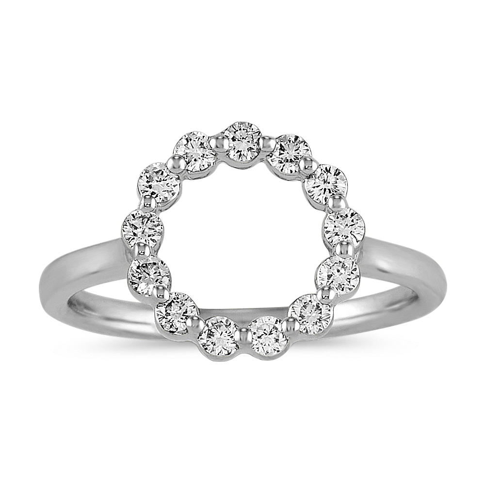 Round Diamond Circle Ring in 14k White Gold | Shane Co.