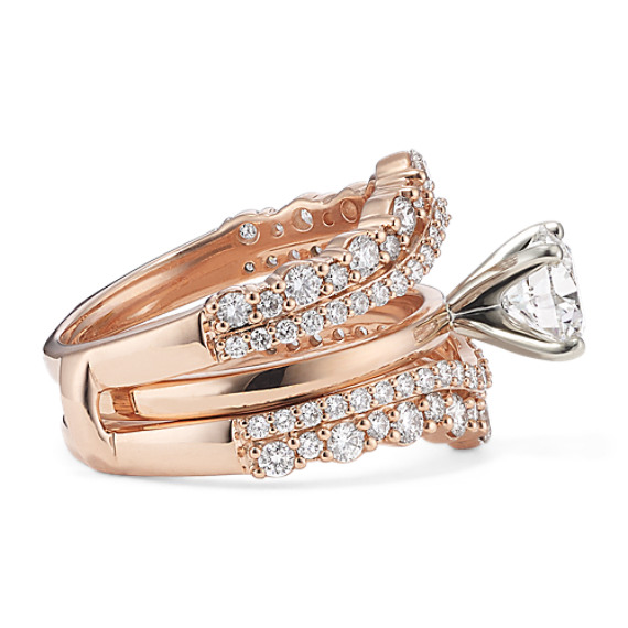 Round Diamond Contour Engagement Ring Guard in 14k Rose Gold | Shane Co.