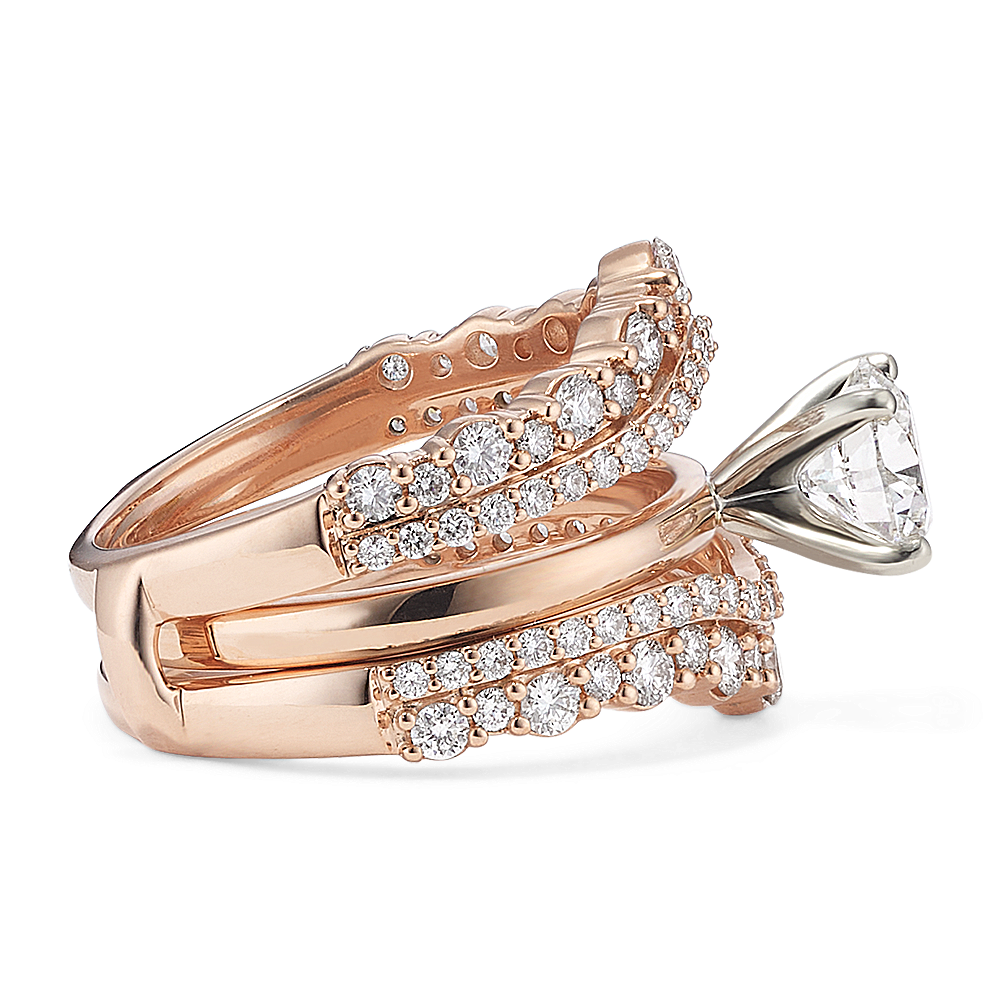 Round Diamond Contour Engagement Ring Guard in 14k Rose Gold | Shane Co.
