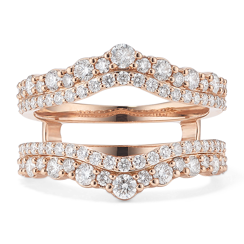 Round Diamond Contour Engagement Ring Guard in 14k Rose Gold | Shane Co.