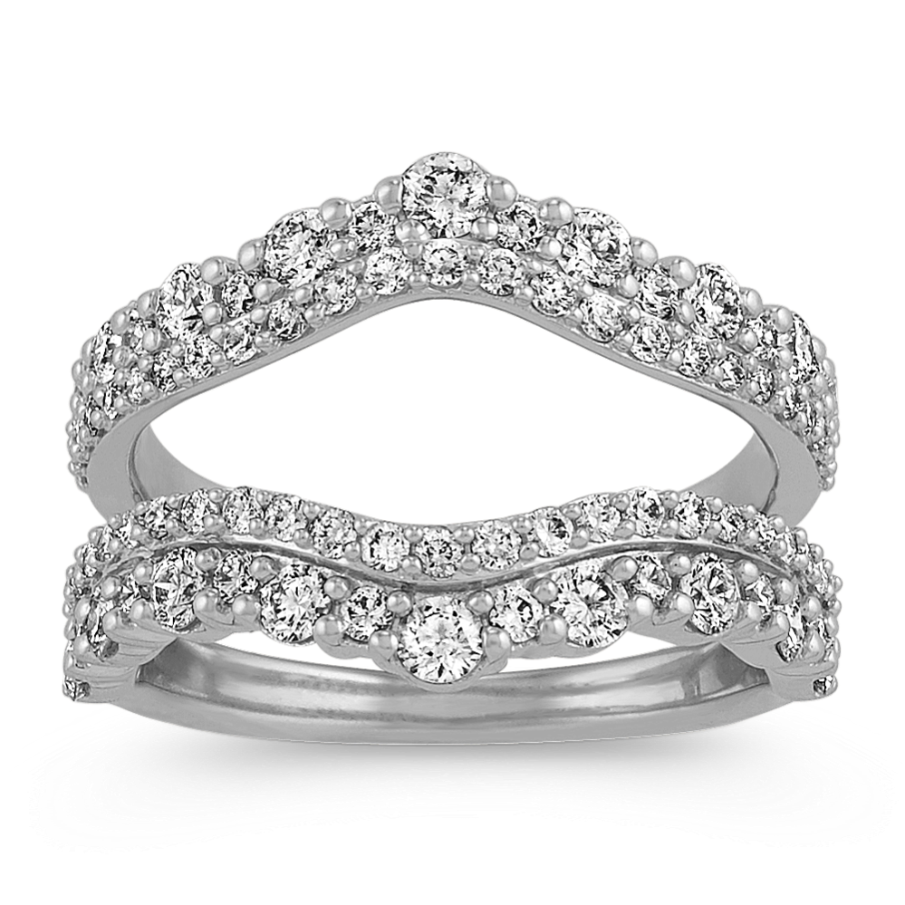 Round Diamond Contour Engagement Ring Guard in 14k White Gold | Shane Co.