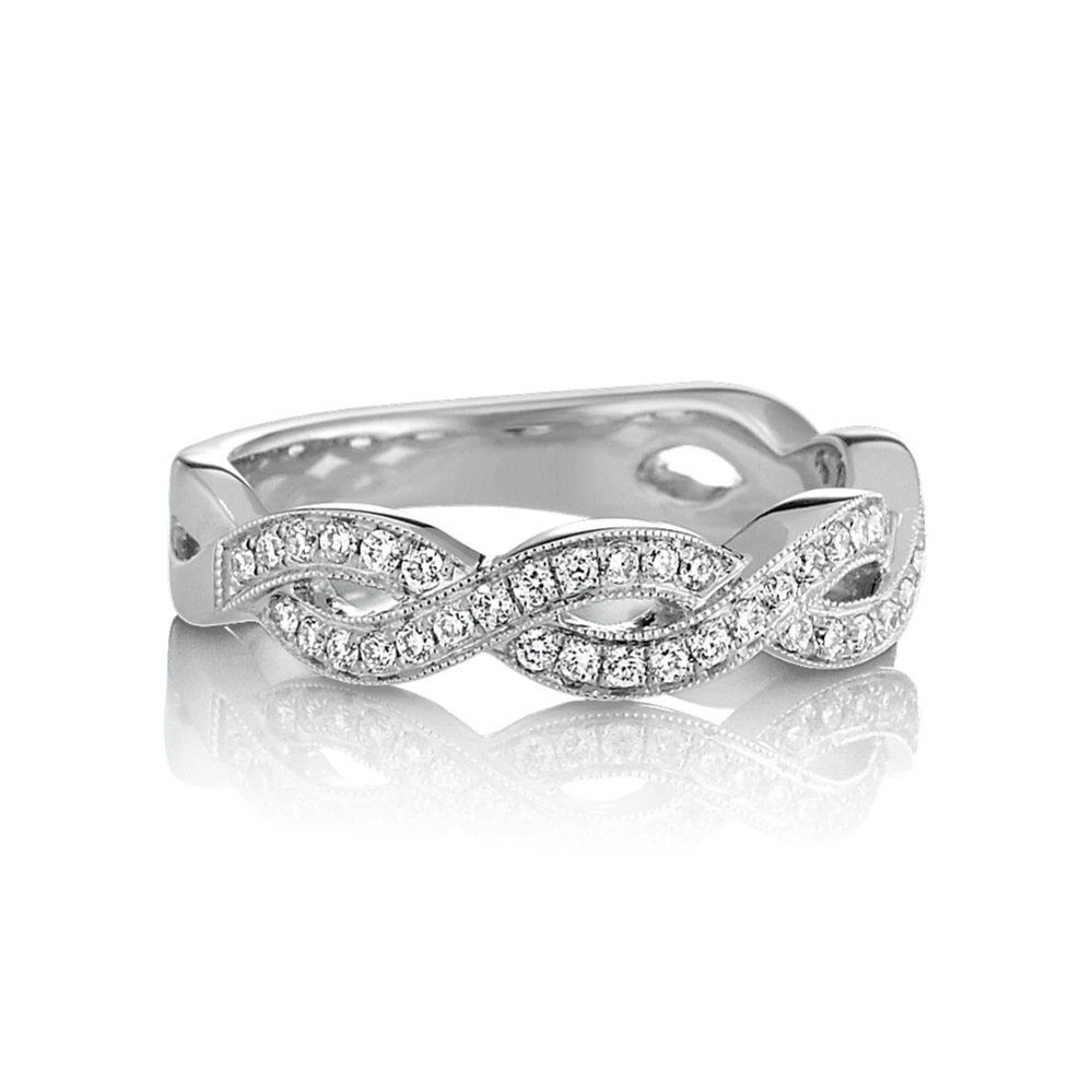 Round Diamond Infinity Swirl Platinum Ring | Shane Co.
