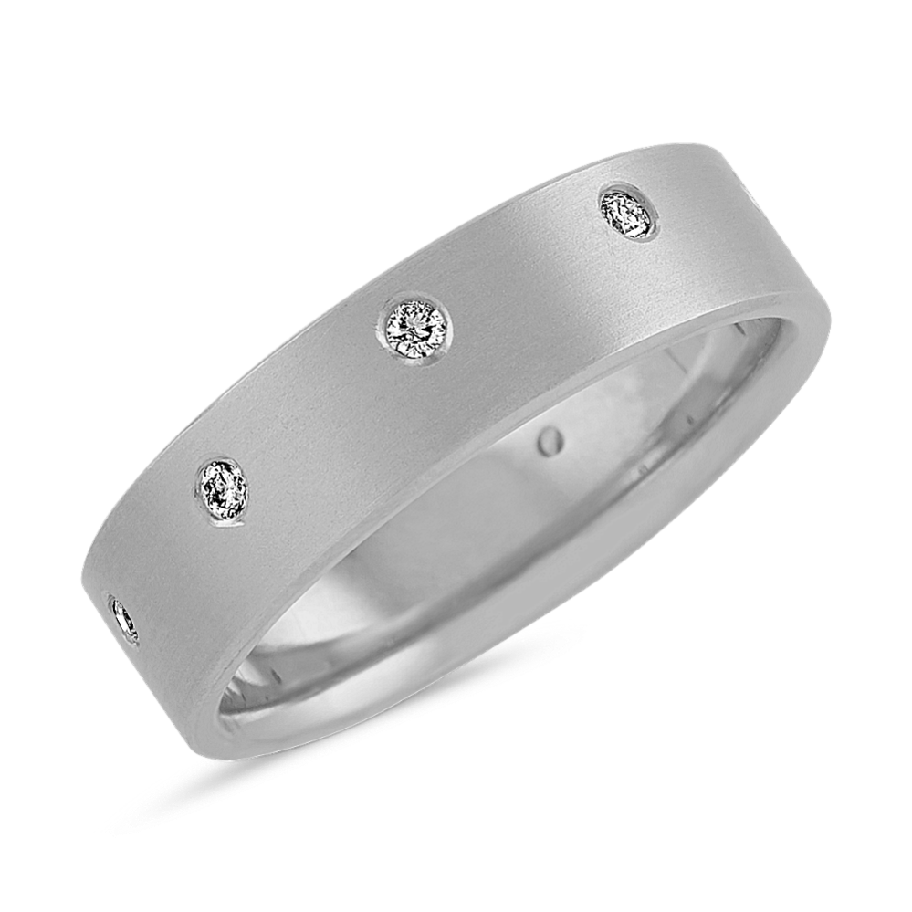 Round Diamond Mens Band in 14k White Gold (8mm) | Shane Co.
