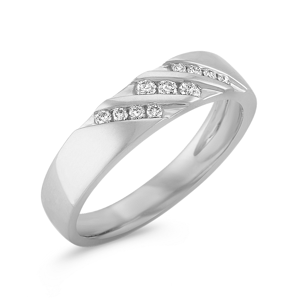 Round Diamond Mens Ring with Channel-Setting | Shane Co.