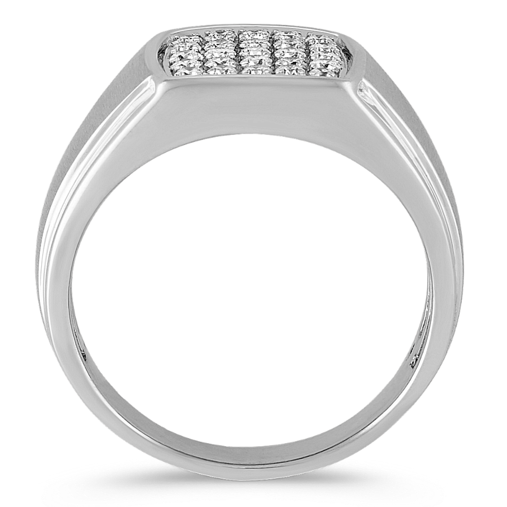 Beacon 14K White Gold & Pave Signet Ring (12mm) | Shane Co.
