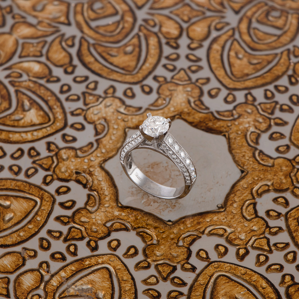 Palermo Diamond Cathedral Engagement Ring in Platinum | Shane Co.