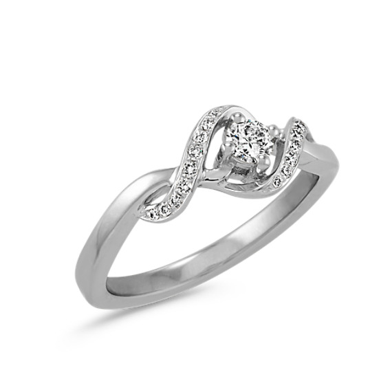 Round Diamond Sterling Silver Swirl Ring | Shane Co.