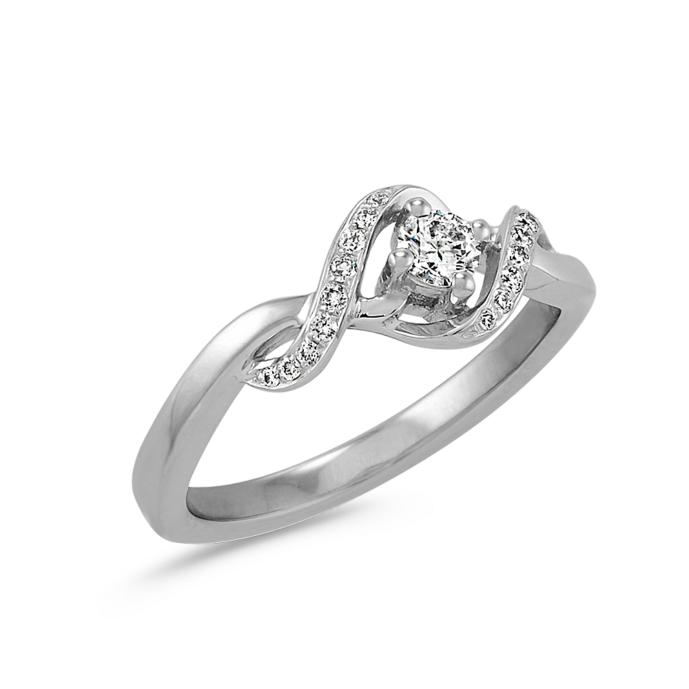 Round Diamond Sterling Silver Swirl Ring | Shane Co.