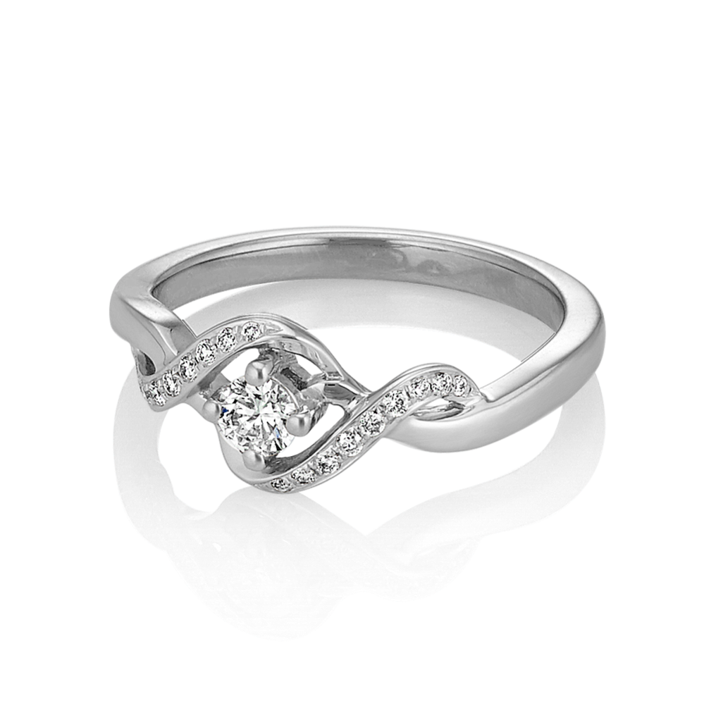 Round Diamond Sterling Silver Swirl Ring | Shane Co.