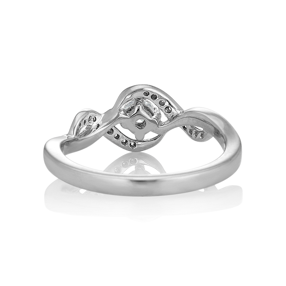Round Diamond Sterling Silver Swirl Ring | Shane Co.