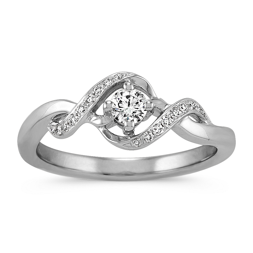 Round Diamond Sterling Silver Swirl Ring | Shane Co.
