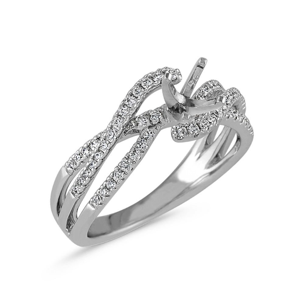 Round Diamond Swirl Engagement Ring in 14k White Gold | Shane Co.
