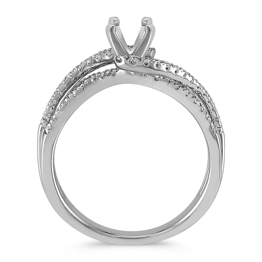 Round Diamond Swirl Engagement Ring in 14k White Gold | Shane Co.
