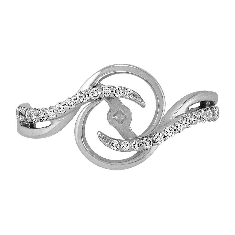 Round Diamond Swirl Ring in 14k White Gold | Shane Co.