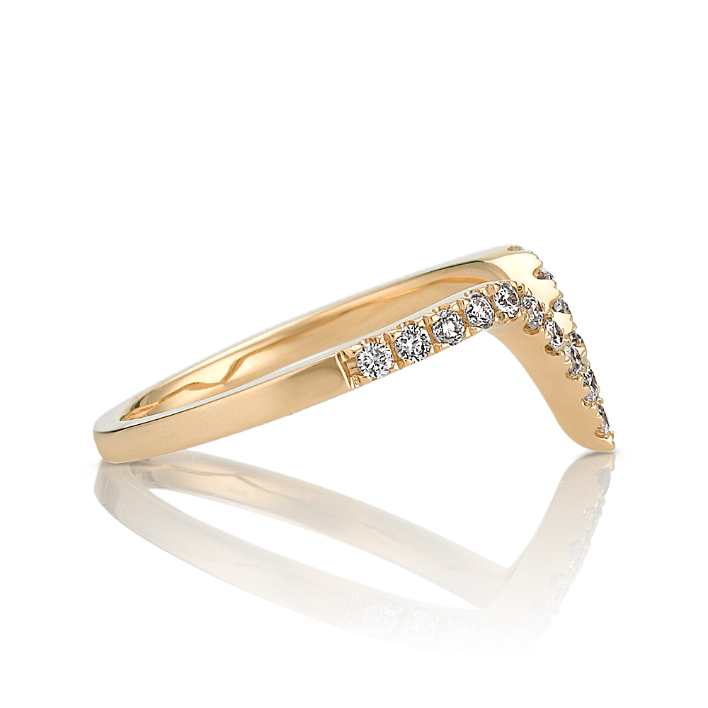 Round Diamond V-Shaped Ring in 14k Yellow Gold | Shane Co.