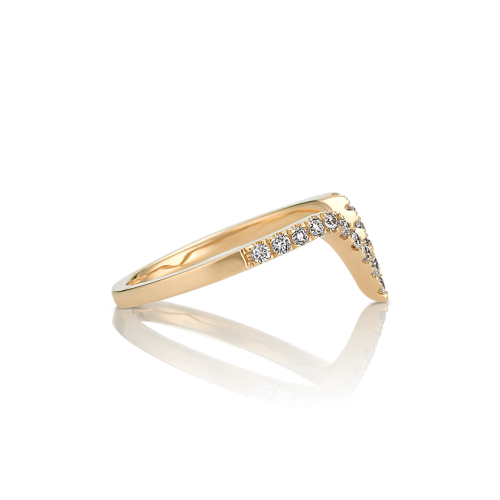 Round Diamond V-Shaped Ring in 14k Yellow Gold | Shane Co.