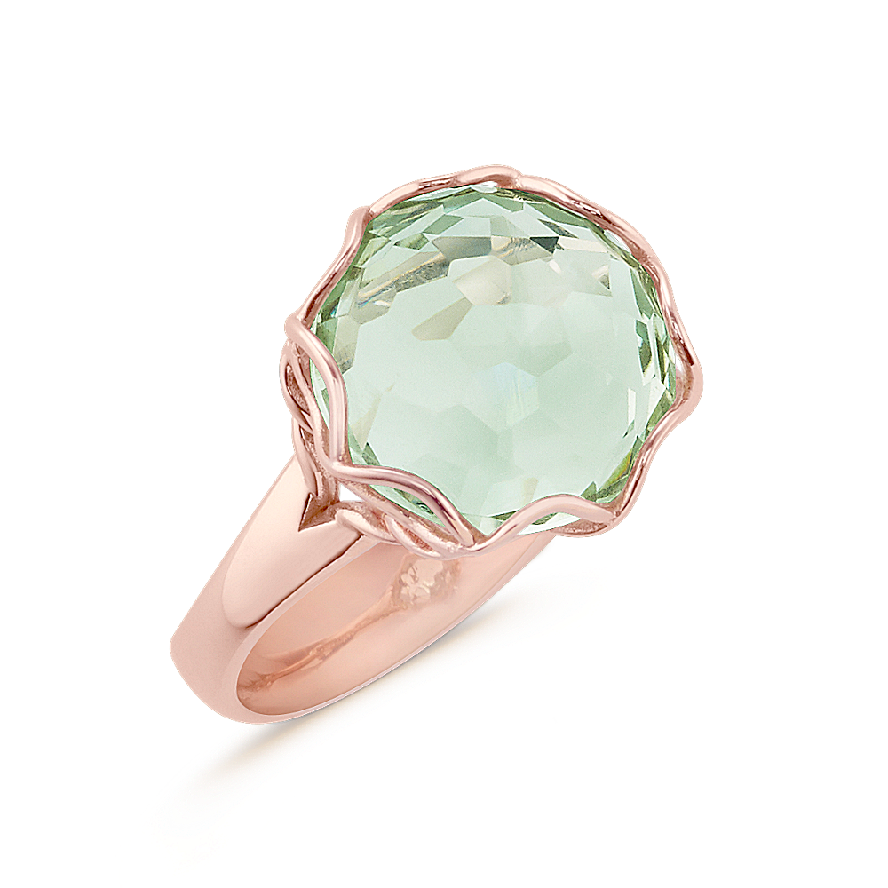 Round Green Quartz Ring in 14k Rose Gold | Shane Co.