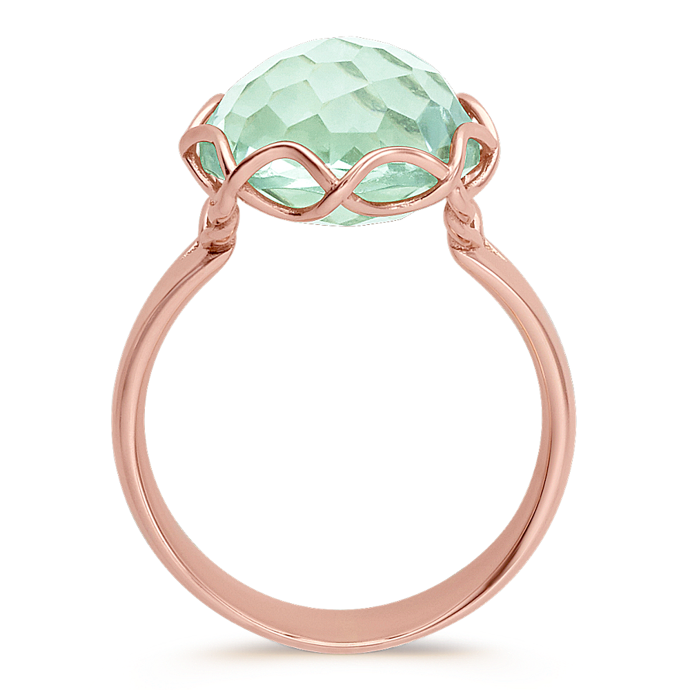 Round Green Quartz Ring in 14k Rose Gold | Shane Co.