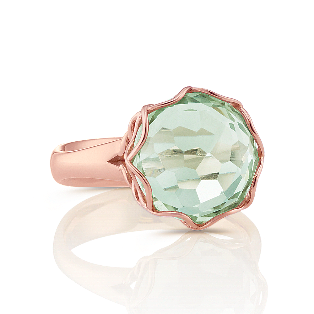 Round Green Quartz Ring in 14k Rose Gold | Shane Co.