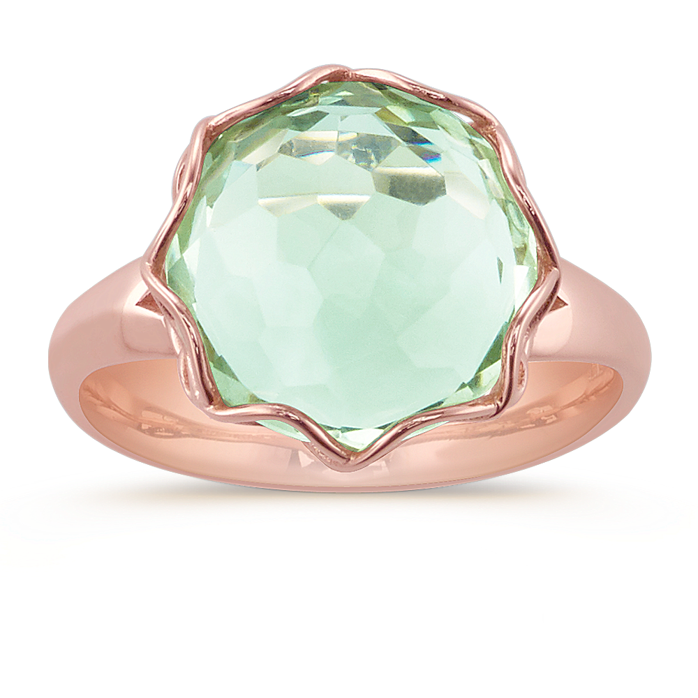 Round Green Quartz Ring in 14k Rose Gold | Shane Co.
