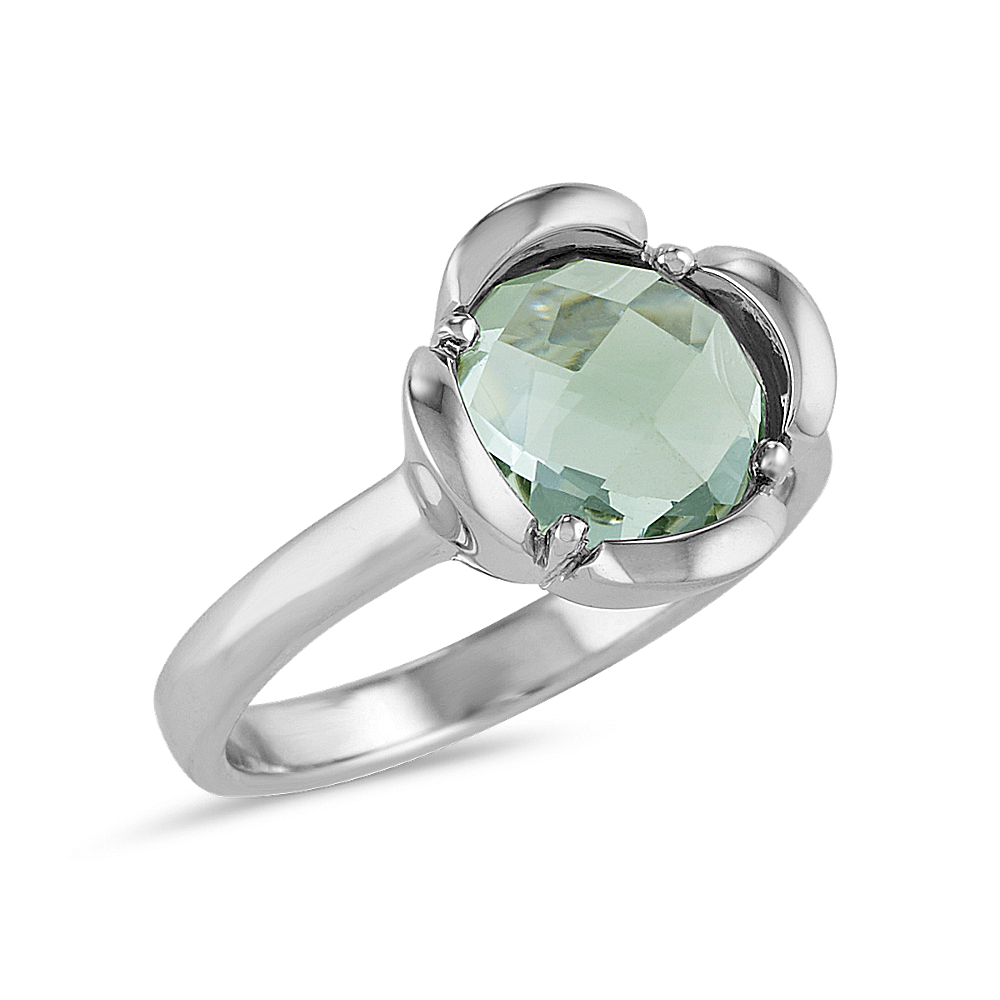 Round Green Quartz Ring in Sterling Silver | Shane Co.