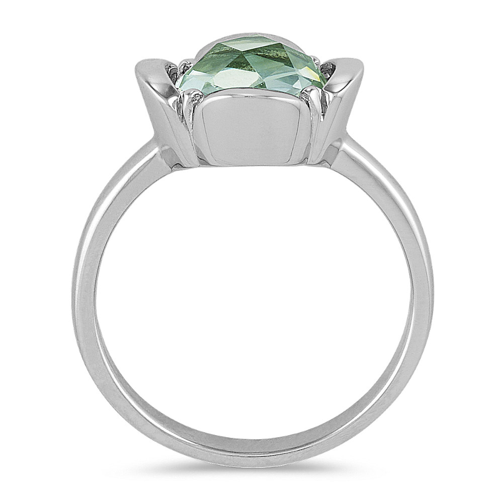 Round Green Quartz Ring in Sterling Silver | Shane Co.