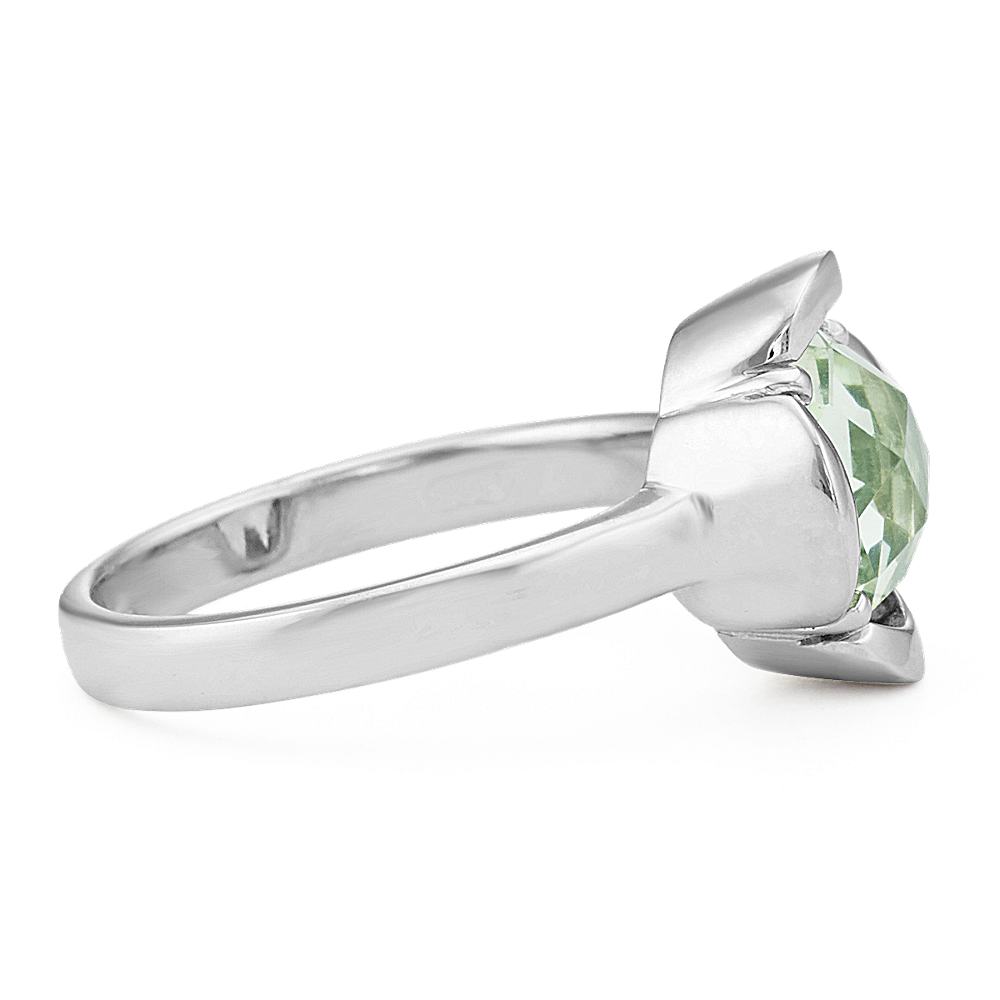 Round Green Quartz Ring in Sterling Silver | Shane Co.