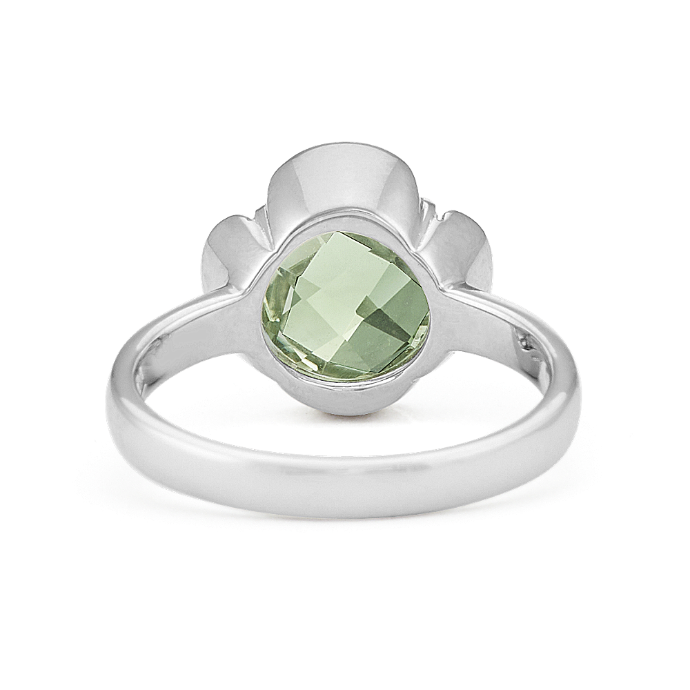Round Green Quartz Ring in Sterling Silver | Shane Co.