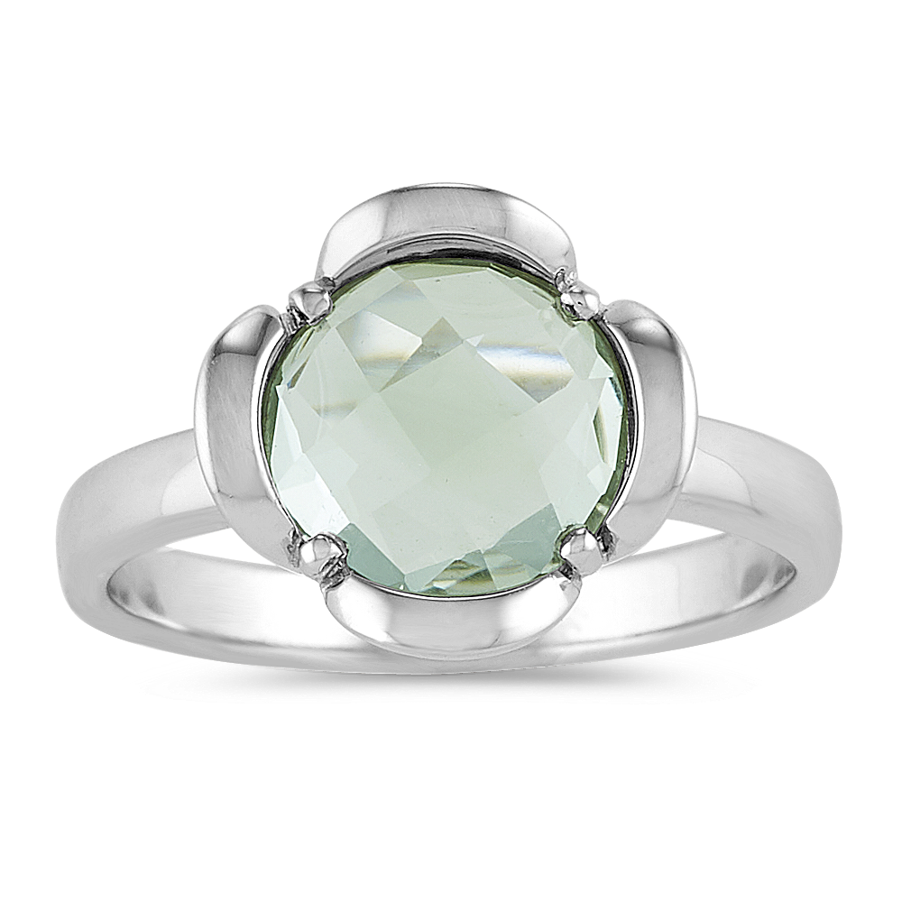 Round Green Quartz Ring in Sterling Silver | Shane Co.