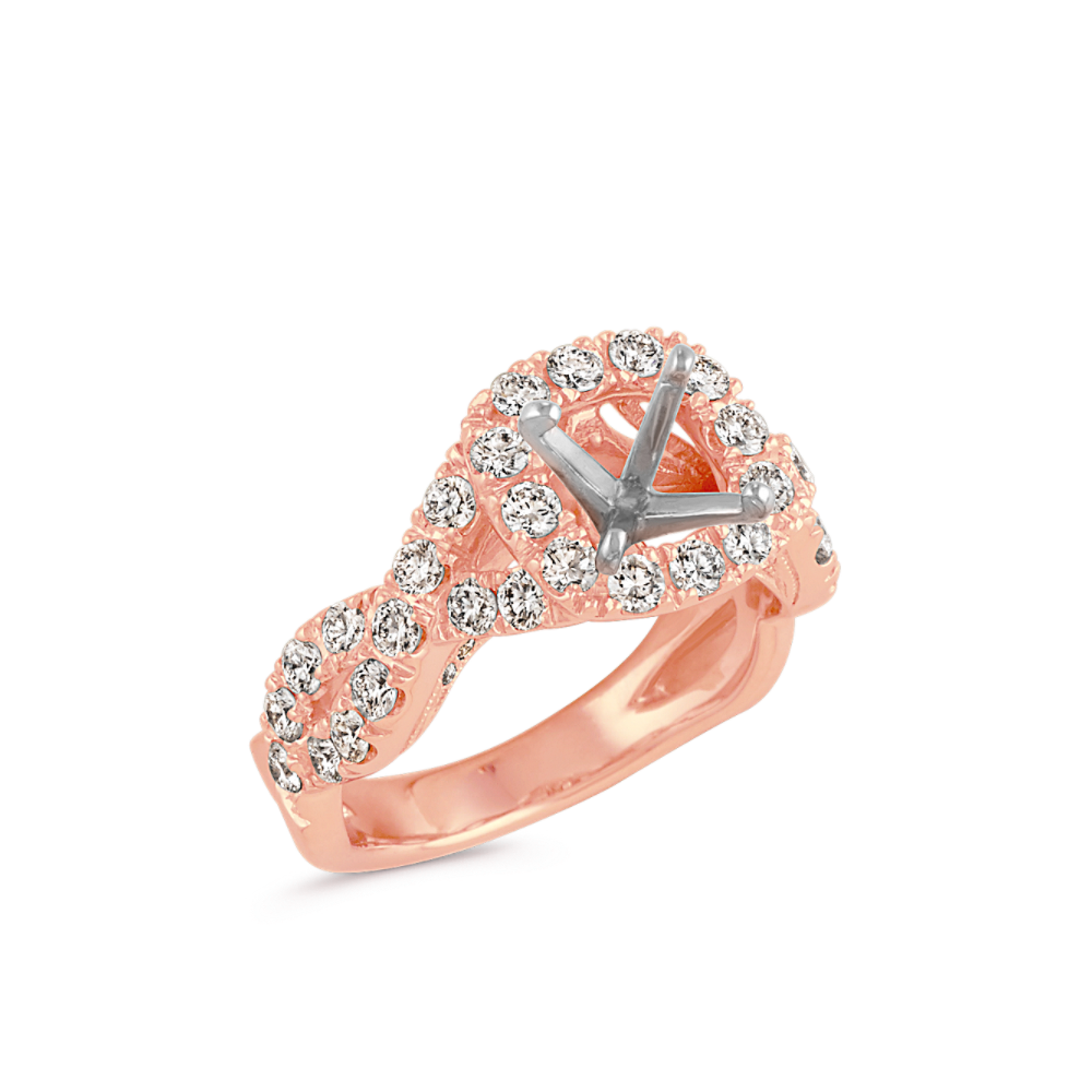 Alouette Halo Diamond Infinity Engagement Ring in 14k Rose Gold | Shane Co.