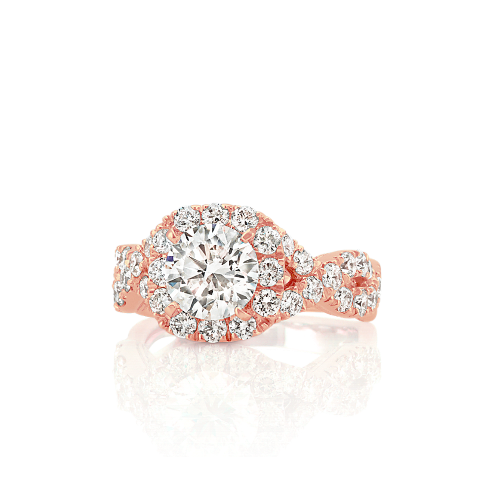 Alouette Halo Diamond Infinity Engagement Ring in 14k Rose Gold | Shane Co.