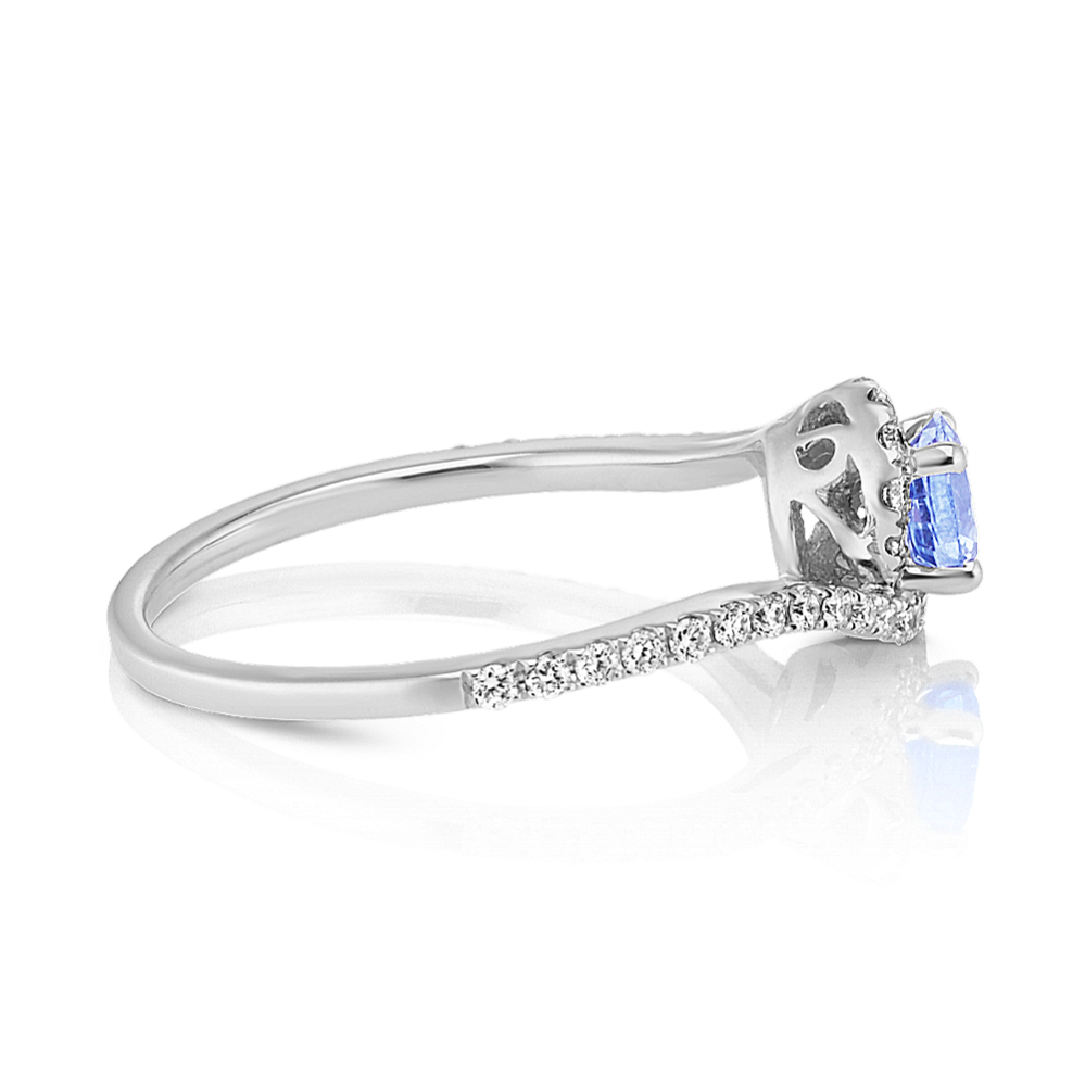 Round Ice Blue Sapphire and Diamond Ring | Shane Co.