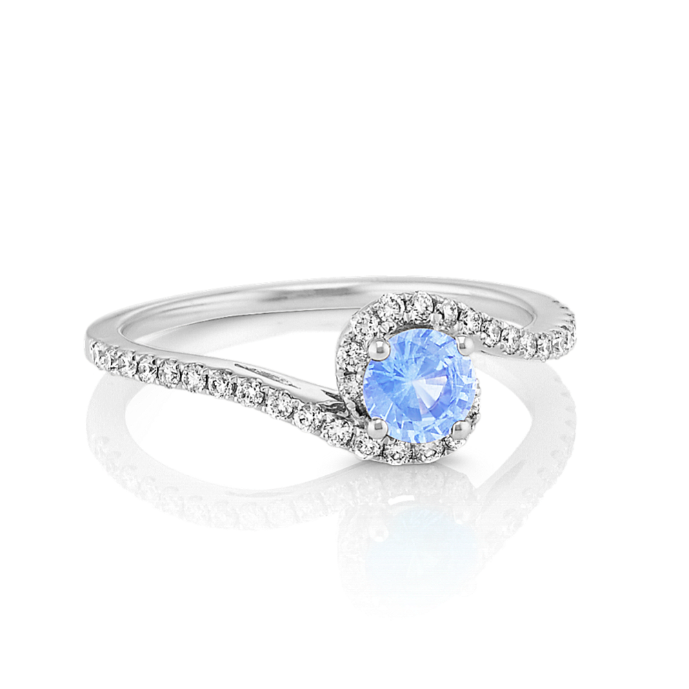 Round Ice Blue Sapphire and Diamond Ring | Shane Co.